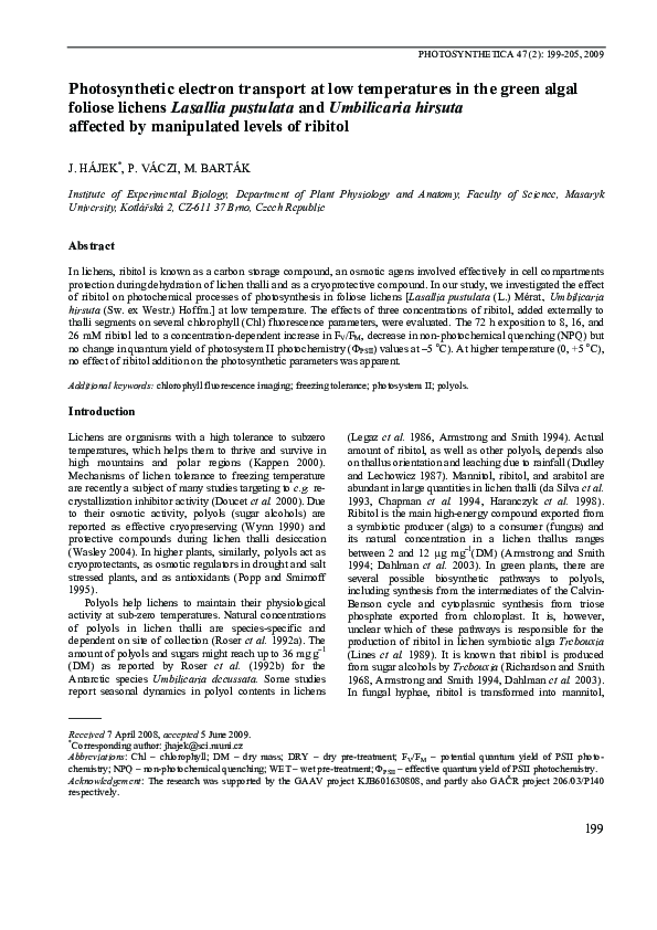 (PDF) Photosynthetic electron transport at low temperatures in the ...