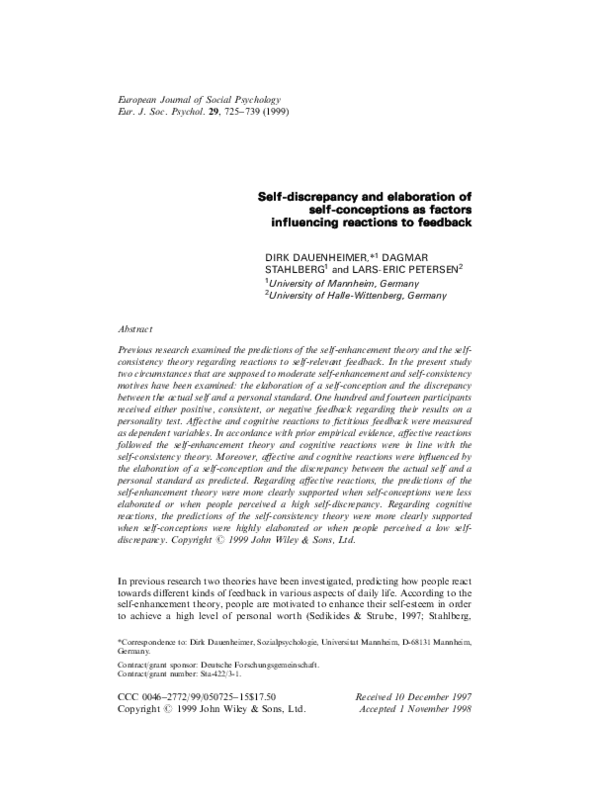 (PDF) Self-discrepancy and elaboration of self-conceptions as factors ...