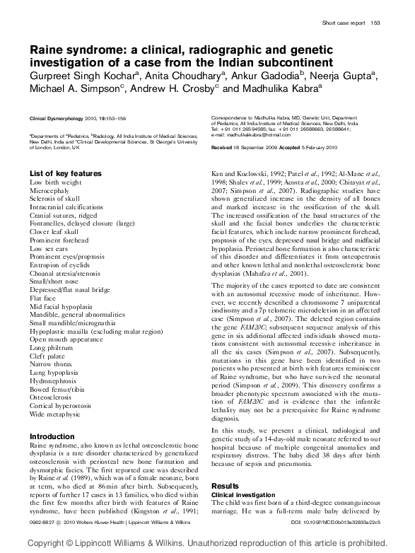 (PDF) Raine syndrome: a clinical, radiographic and genetic ...