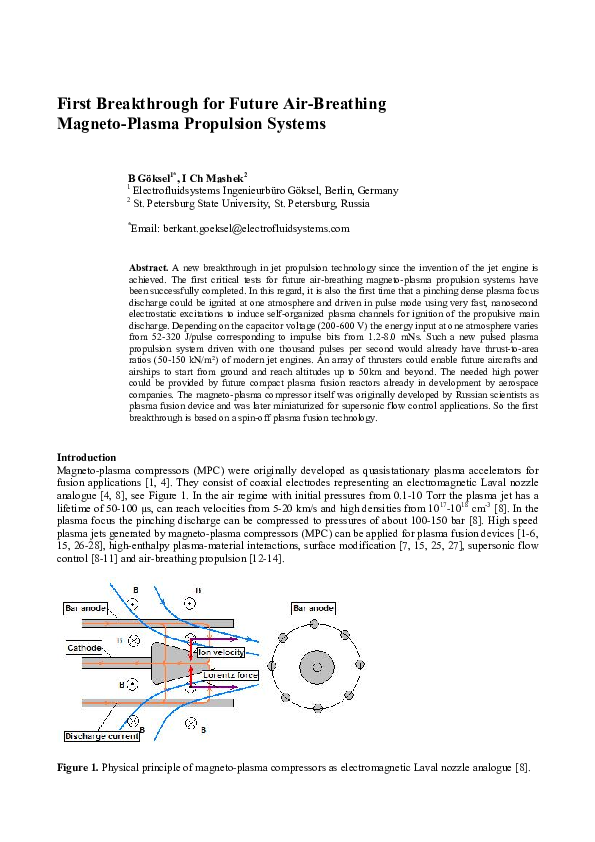 (PDF) First Breakthrough for Future Air-Breathing Magneto-Plasma ...