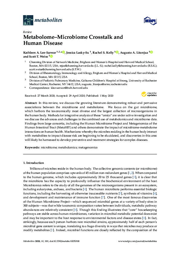 (PDF) Microbiome-Metabolome Interactions in Human Health and Disease