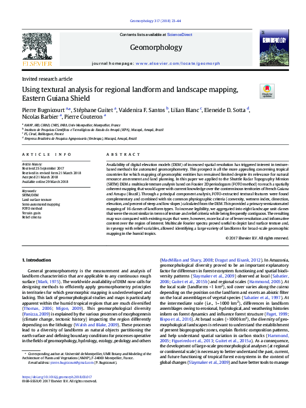 (PDF) Using textural analysis for regional landform and landscape ... (PDF) Using textural analysis for regional landform and landscape ...