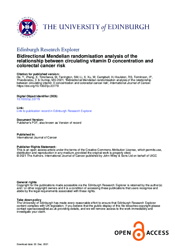 (PDF) Bidirectional Mendelian randomisation analysis of the relationship between circulating ...
