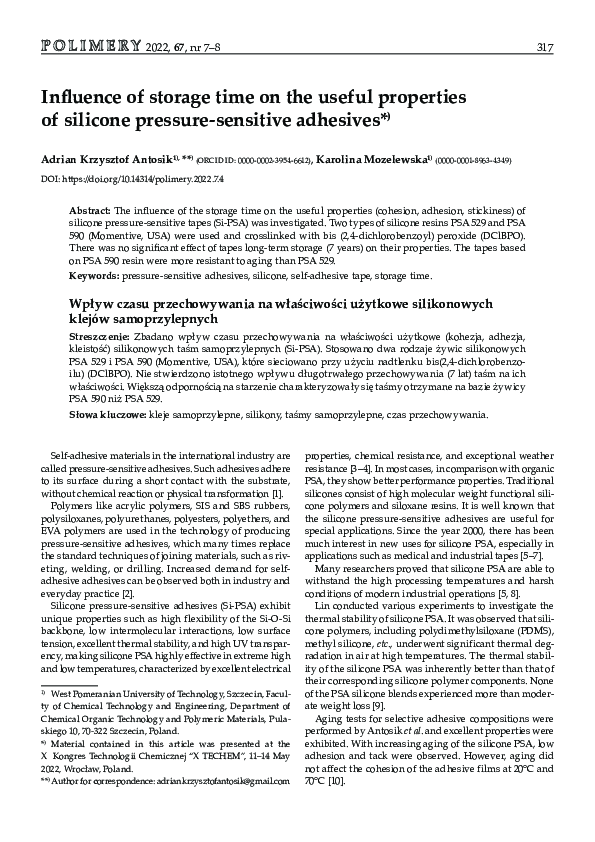 (PDF) Influence of storage time on the useful properties of silicone ...