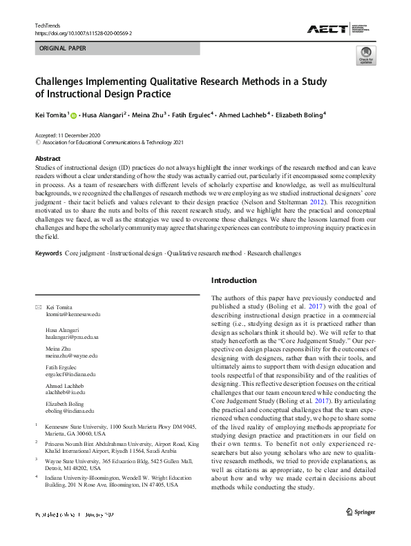 (PDF) Challenges Implementing Qualitative Research Methods in a Study ...
