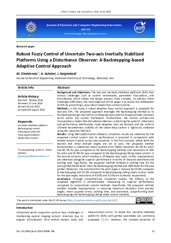 (PDF) Robust Fuzzy Control of Uncertain Two-axis Inertially Stabilized Platforms Using a ...