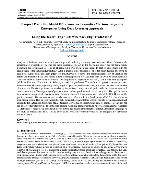 (PDF) Prospect Prediction Model Of Indonesian Telematics Medium Large ...