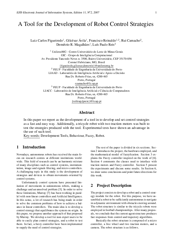 (PDF) A Tool for the Development of Robot Control Strategies