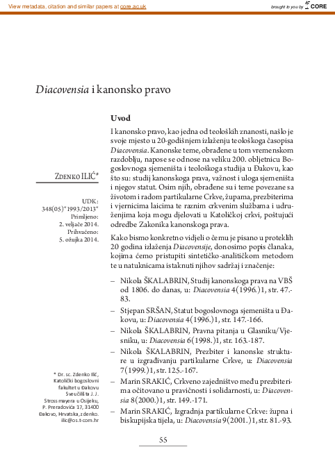 (PDF) Diacovensia i kanonsko pravo