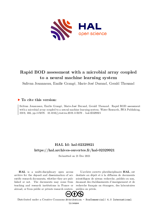 (PDF) Rapid BOD assessment with a microbial array coupled to a neural ...