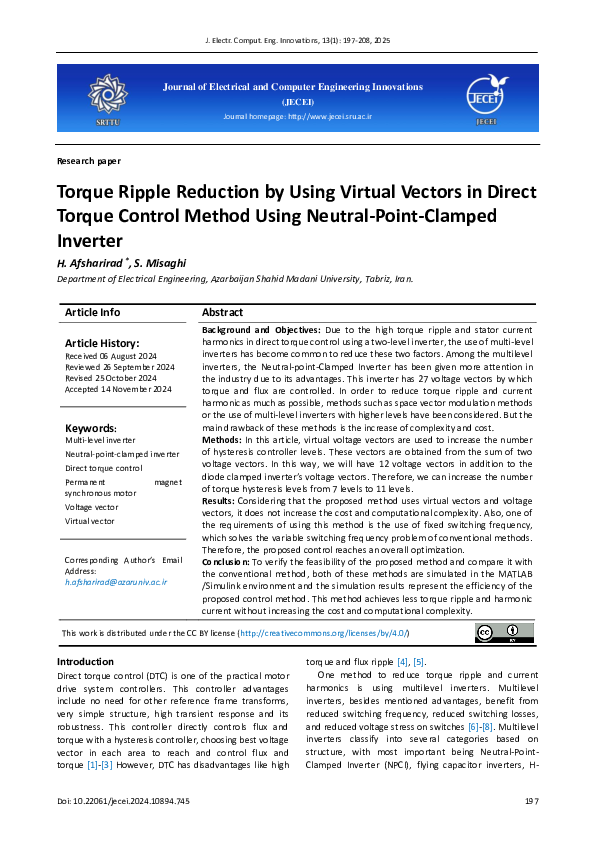 (PDF) Torque Ripple Reduction by Using Virtual Vectors in Direct Torque Control Method Using ...