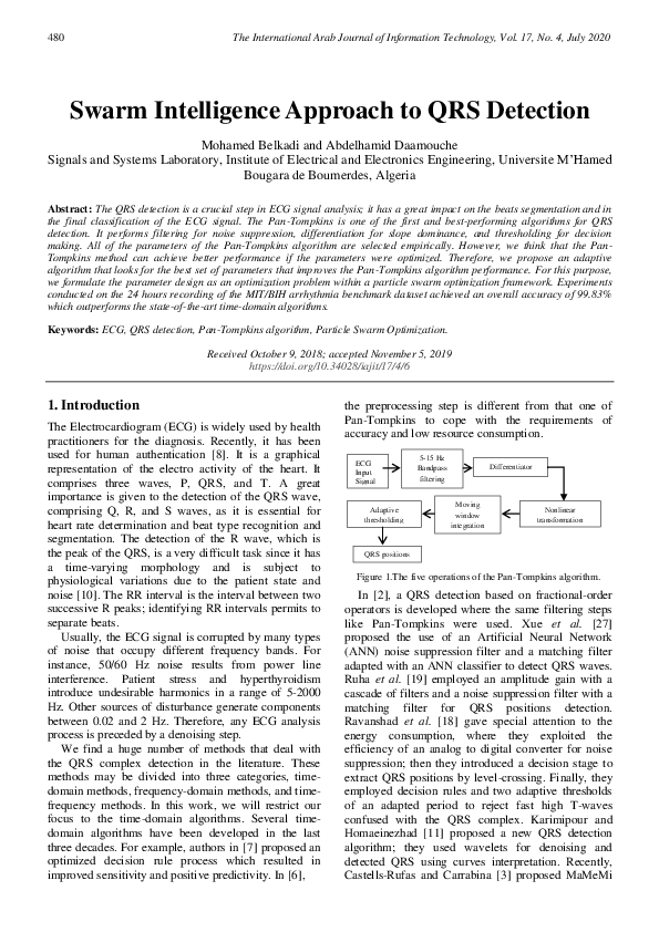 (PDF) Swarm Intelligence Approach to QRS Detection