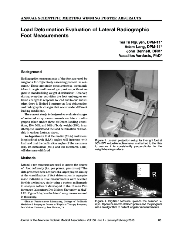 (PDF) Load Deformation Evaluation of Lateral Radiographic Foot Measurements