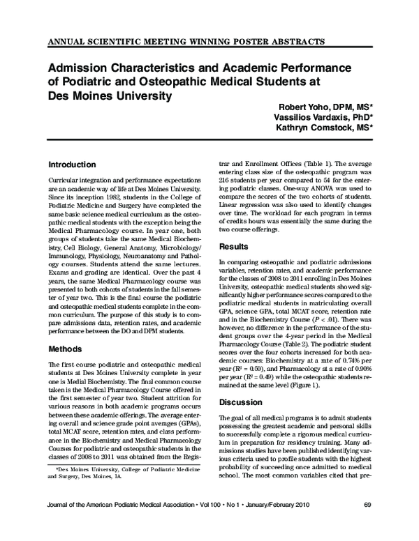 (PDF) Admission Characteristics and Academic Performance of Podiatric ...