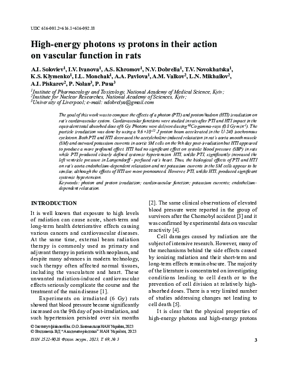 (PDF) High-energy photons vs protons in their action on vascular ...