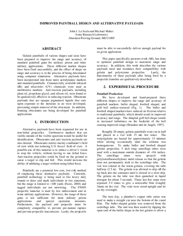 (PDF) Improved Paintball Design and Alternative Payloads