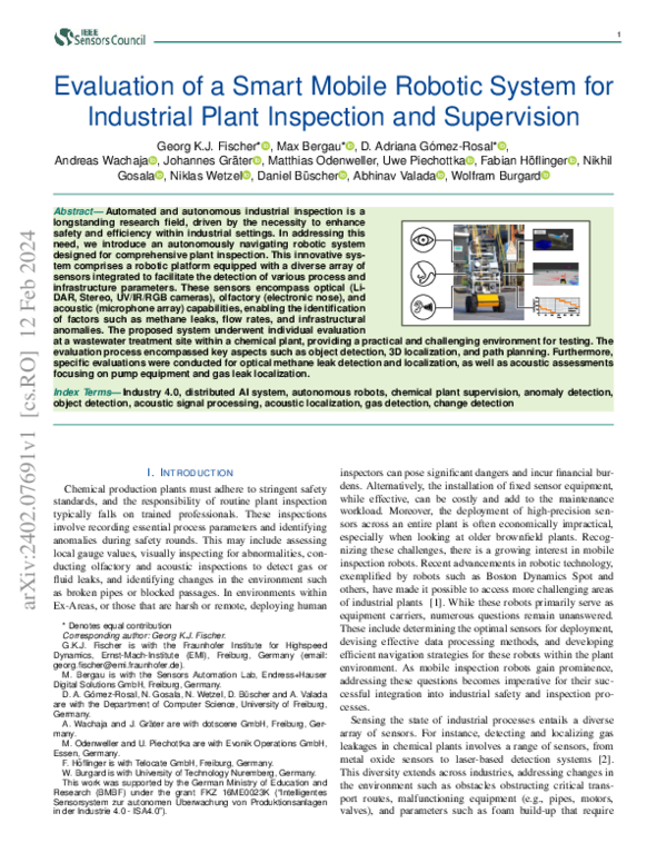 (PDF) Evaluation of a Smart Mobile Robotic System for Industrial Plant ...