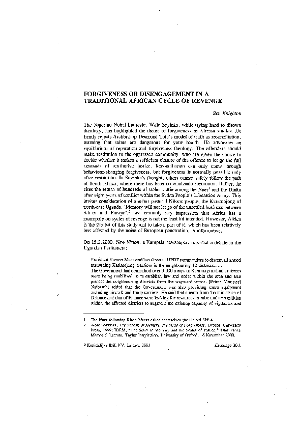 (PDF) Forgiveness or Disengagement in a Traditional African Cycle of ...