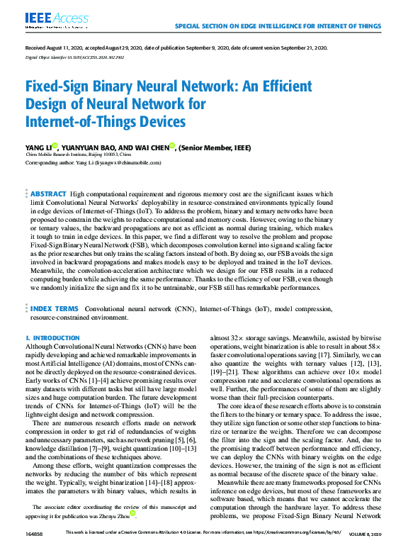 (PDF) Fixed-Sign Binary Neural Network: An Efficient Design of Neural Network for Internet-of ...