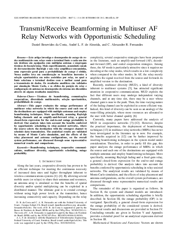 (PDF) Transmit/Receive Beamforming in Multiuser AF Relay Networks with Opportunistic Scheduling