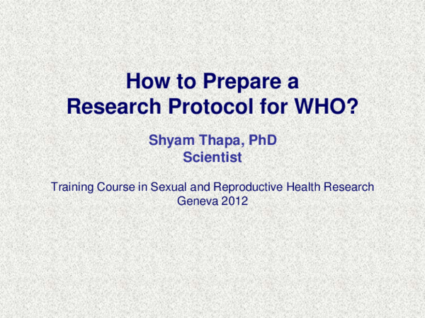 (PDF) How to Prepare a Research Protocol for WHO