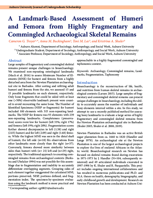 (PDF) A Landmark-Based Assessment of Humeri and Femora from Highly ...