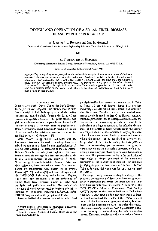 (PDF) Solar-Powered Biomass Flash Pyrolysis Reactor Design