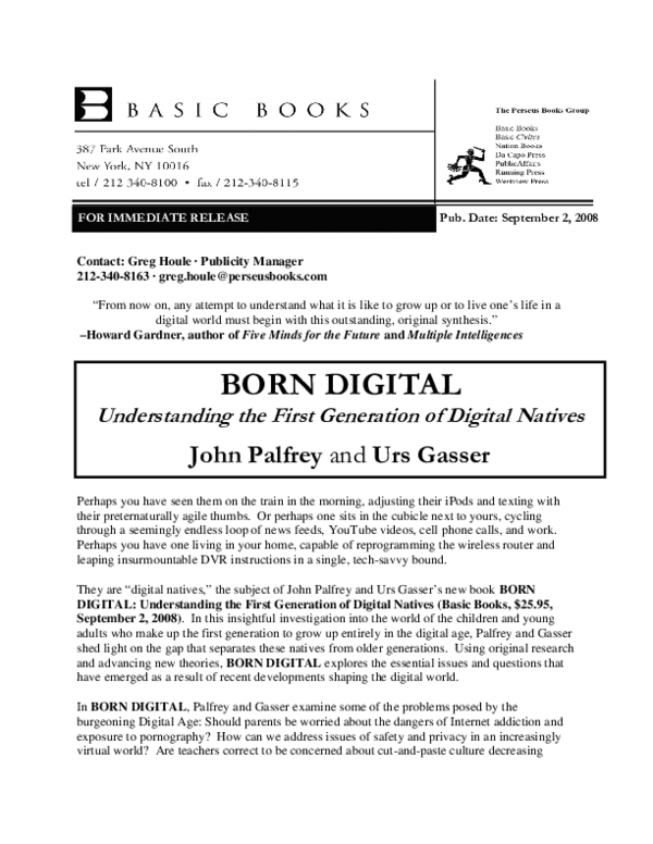 (PDF) Born digital: understanding the first generation of digital natives