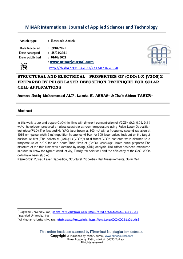 (PDF) Structural and Electrical Properties of (CDO)1-X (V2O5)X Prepared ...