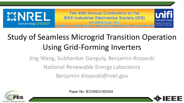 (PDF) Study of Seamless Microgrid Transition Operation Using Grid-Forming Inverters