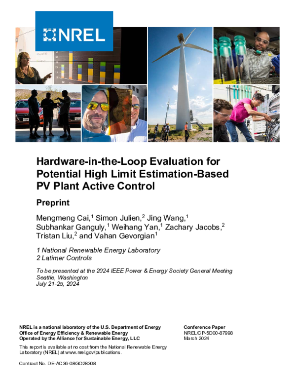 (PDF) Hardware-in-the-Loop Evaluation for Potential High Limit Estimation-Based PV Plant Active ...