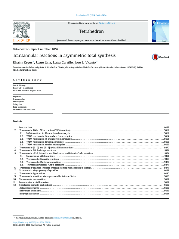 (PDF) Transannular reactions in asymmetric total synthesis