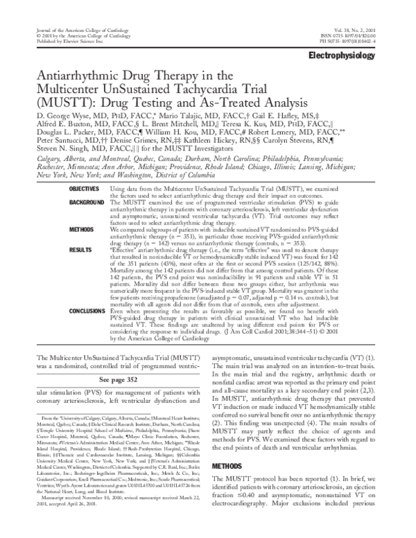 (PDF) Antiarrhythmic drug therapy in the Multicenter UnSustained ...