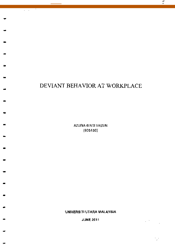 (PDF) Deviant Behavior at Workplace