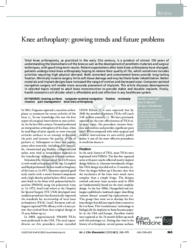 (PDF) Knee arthroplasty: growing trends and future problems