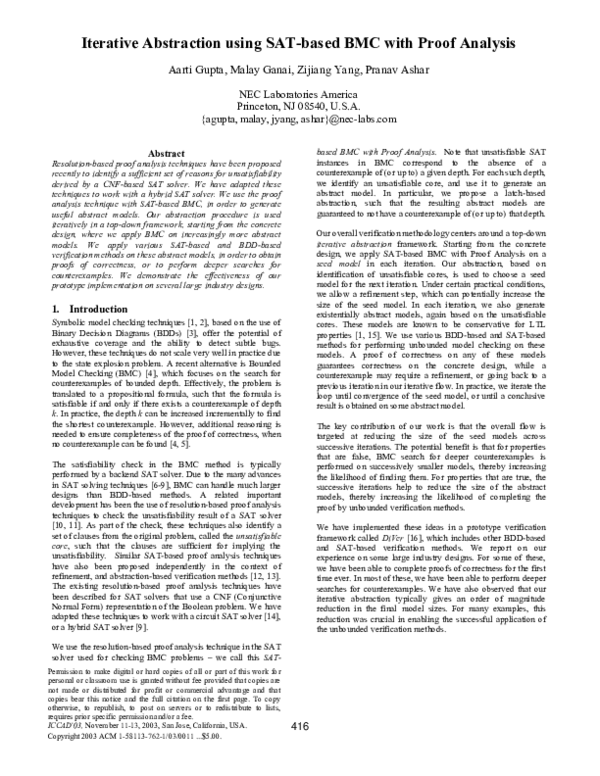 (PDF) Iterative abstraction using SAT-based BMC with proof analysis