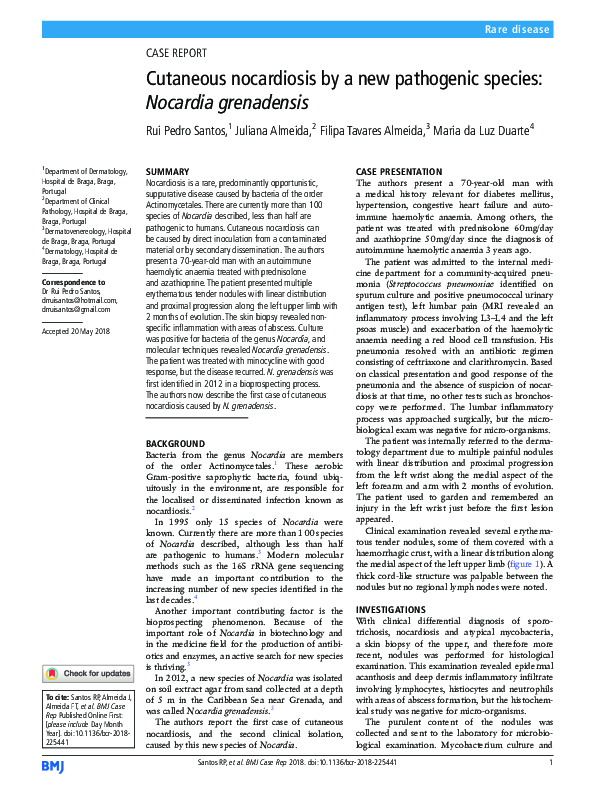 (PDF) {"__content__"=>"Cutaneous nocardiosis by a new pathogenic ...