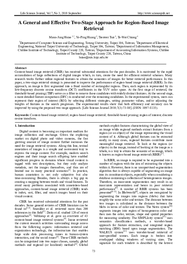 (PDF) A General and Effective Two-Stage Approach for Region-Based Image Retrieval