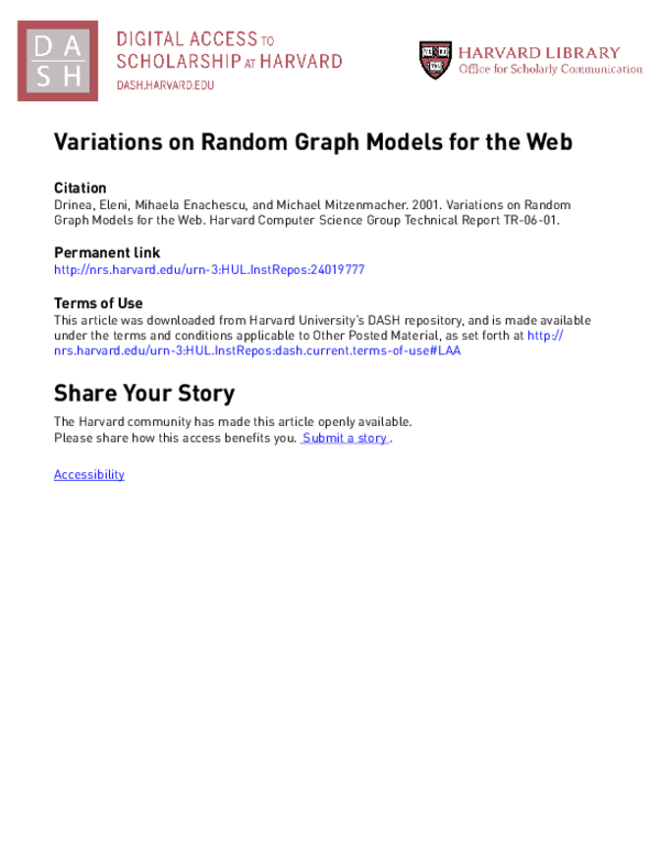 (PDF) Variations on Random Graph Models for the Web
