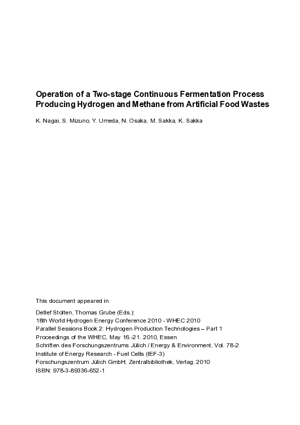 (PDF) Operation of a Two-stage Continuous Fermentation Process ...