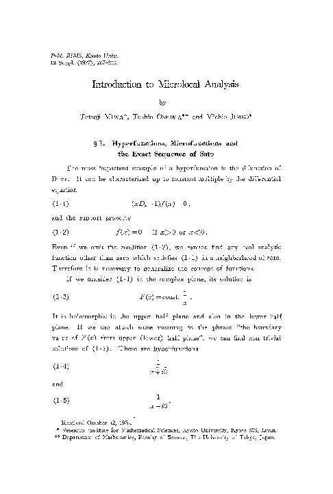 (PDF) Introduction to microlocal analysis