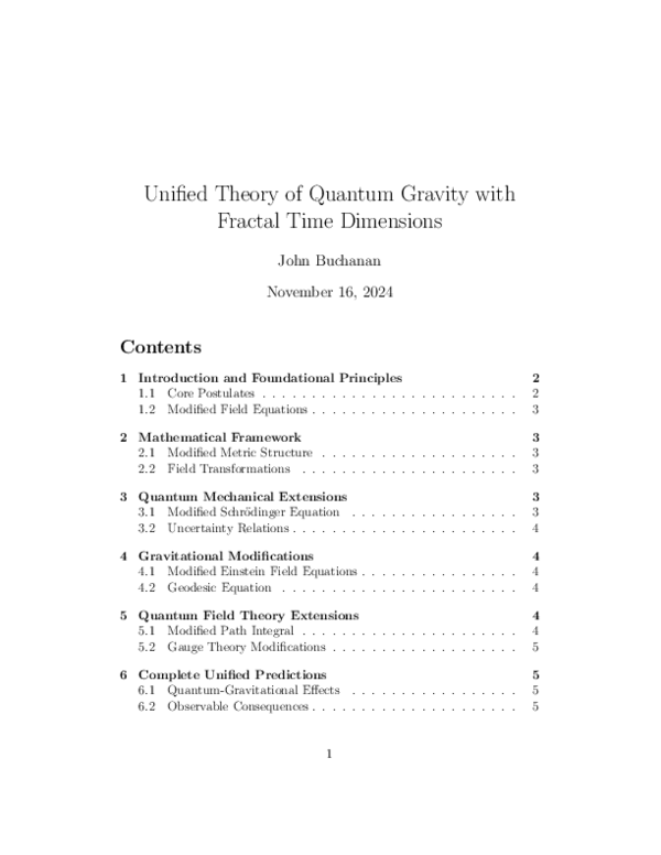 (PDF) Unified Theory of Quantum Gravity with Fractal Time Dimensions