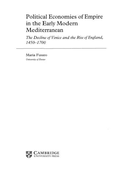 (PDF) Political Economies of Empire in the Early Modern Mediterranean ...