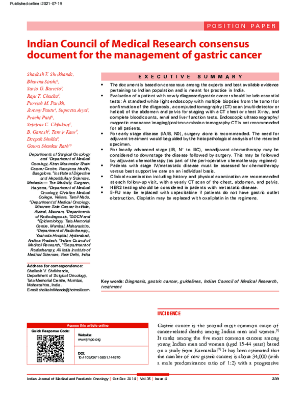 (PDF) Indian Council of Medical Research consensus document for the ...