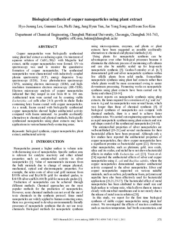 (PDF) Biological synthesis of copper nanoparticles using Magnolia kobus ...