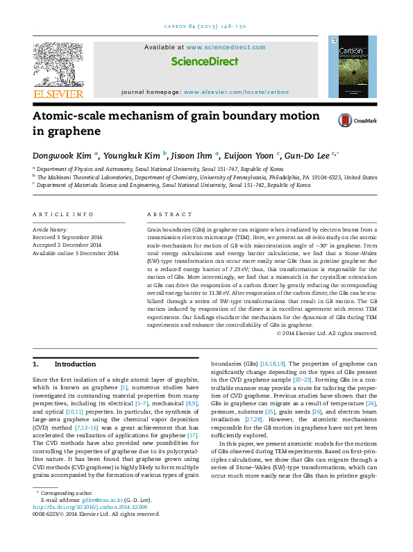 (PDF) Atomic-scale mechanism of grain boundary motion in graphene