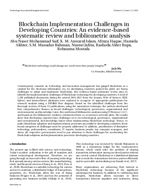 (PDF) Blockchain Implementation Challenges in Developing Countries: An evidence-based systematic ...