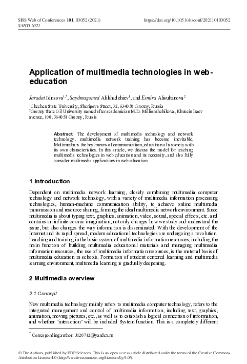 (PDF) Multimedia Technologies in Web-Based Education Models