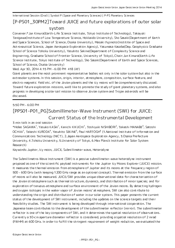 (PDF) Submillimeter-Wave Instrument (SWI) for JUICE: Current Status of ...
