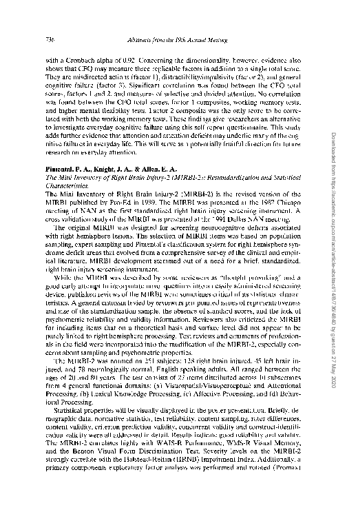 (PDF) The mini inventory of right brain injury-2 (MIRBI-2 ...
